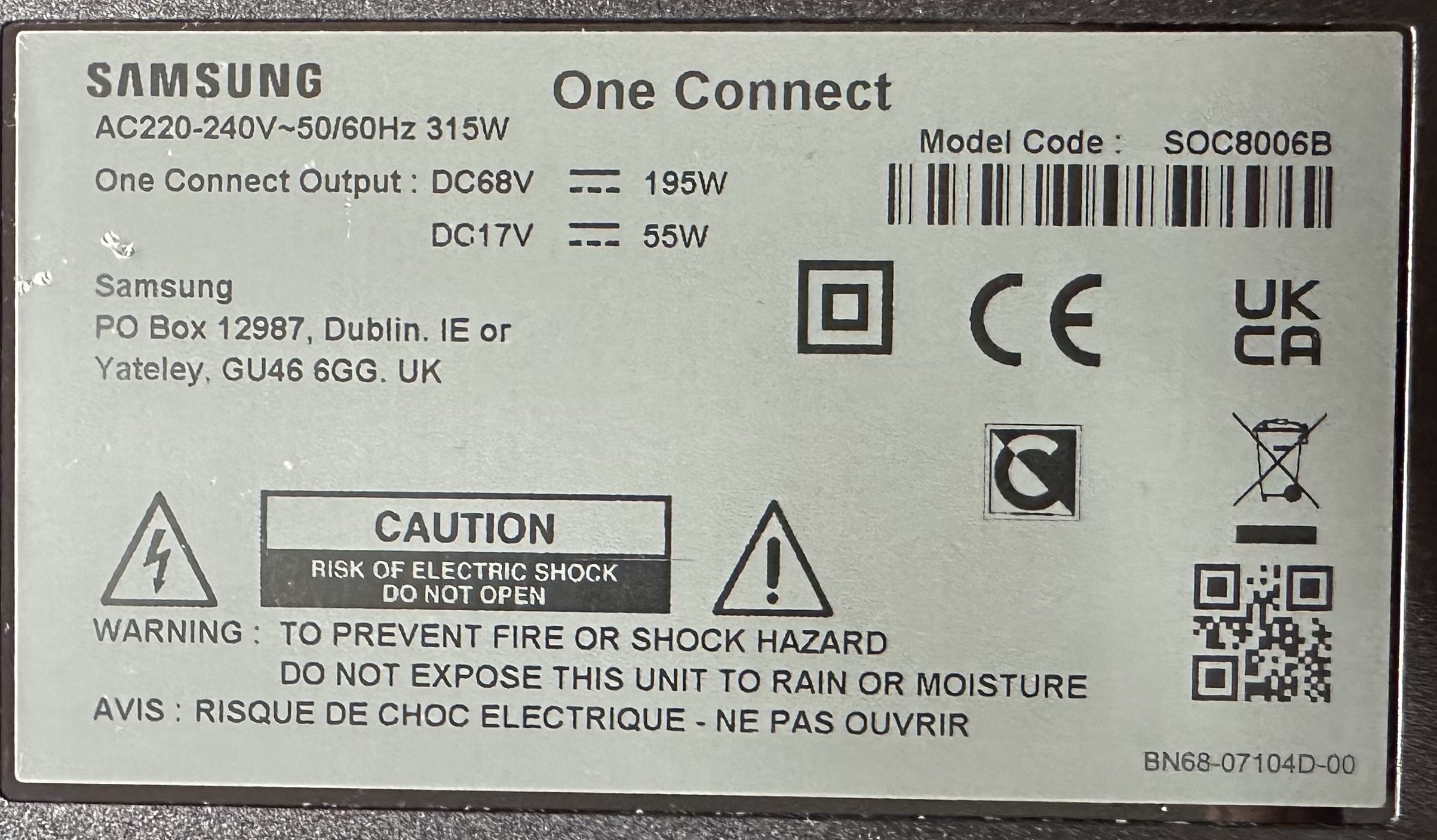 BN91-23945C SAMSUNG ONE CONNECT BOX - Televizyon Parçaları, Televizyon ...