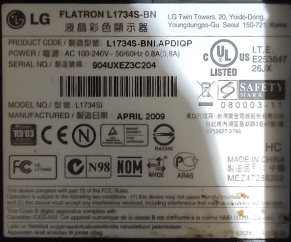 EBU49008501 LG FLATRON L1734S-BN LCD Monitör Main Board - Televizyon ...