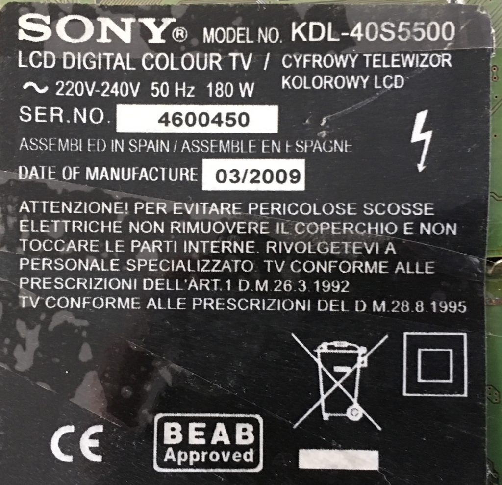 SONY KDL-40S5500 SEHPA AYAĞI - Televizyon Parçaları, Televizyon Parçası